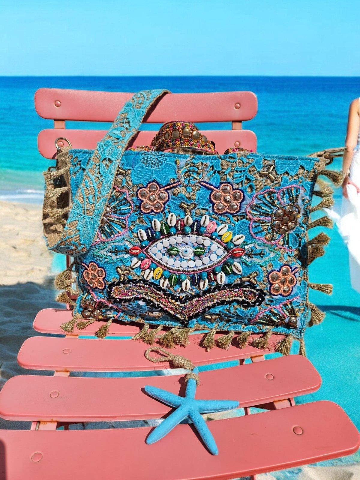 Grand sac d'été bandoulière Boho chic femme - Rêve en dentelle